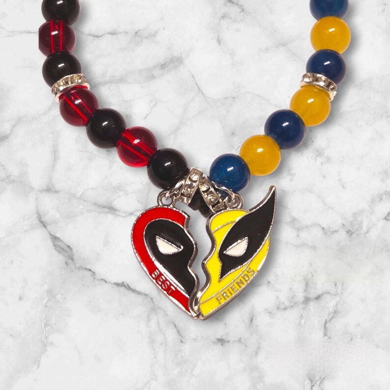 Deadpool and Wolverine Beaded Bracelet | 6.75" Stretchable Glass Beads ...
