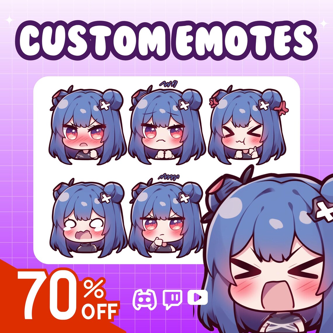 Custom Emote, Vtuber Emotes, Pet Emotes, Cute Chibi Emotes, Commision ...