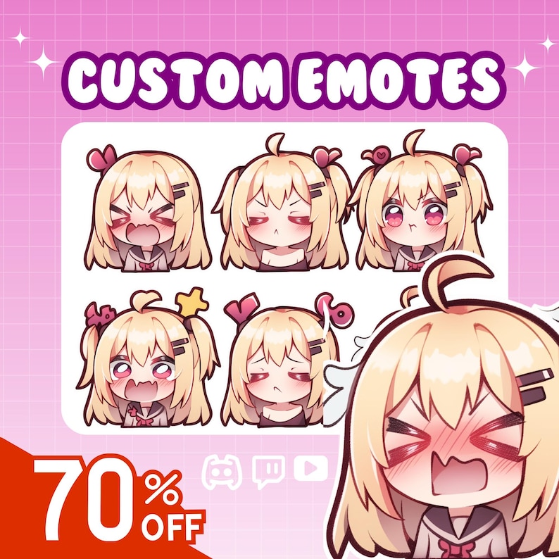 Custom Emote, Vtuber Emotes, Pet Emotes, Cute Chibi Emotes, Commision ...
