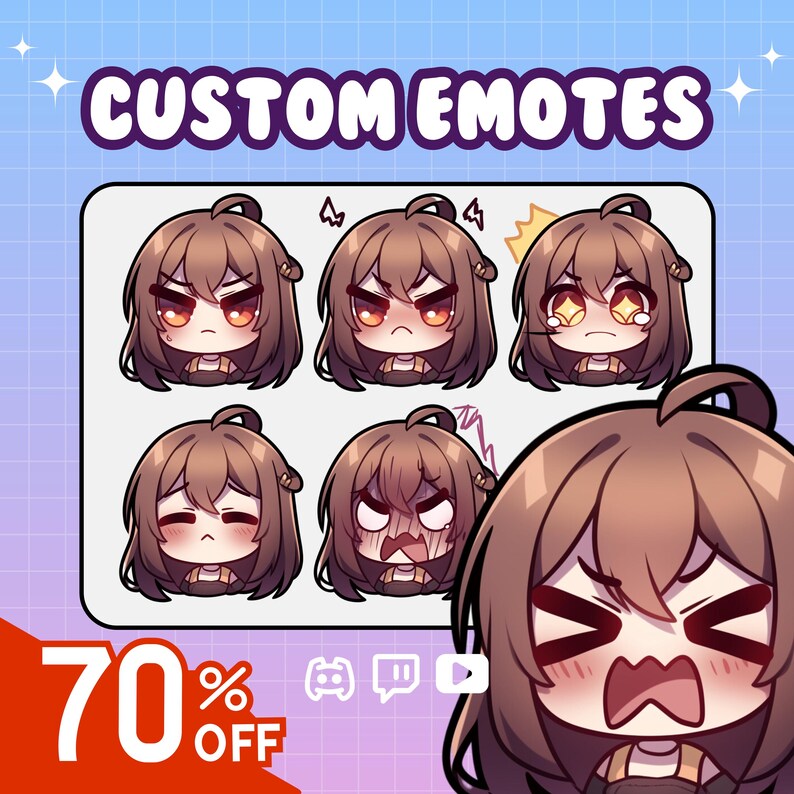 Custom Twitch Emotes, Kick Emotes, Streamer Emotes, Discord, Cute Chibi ...