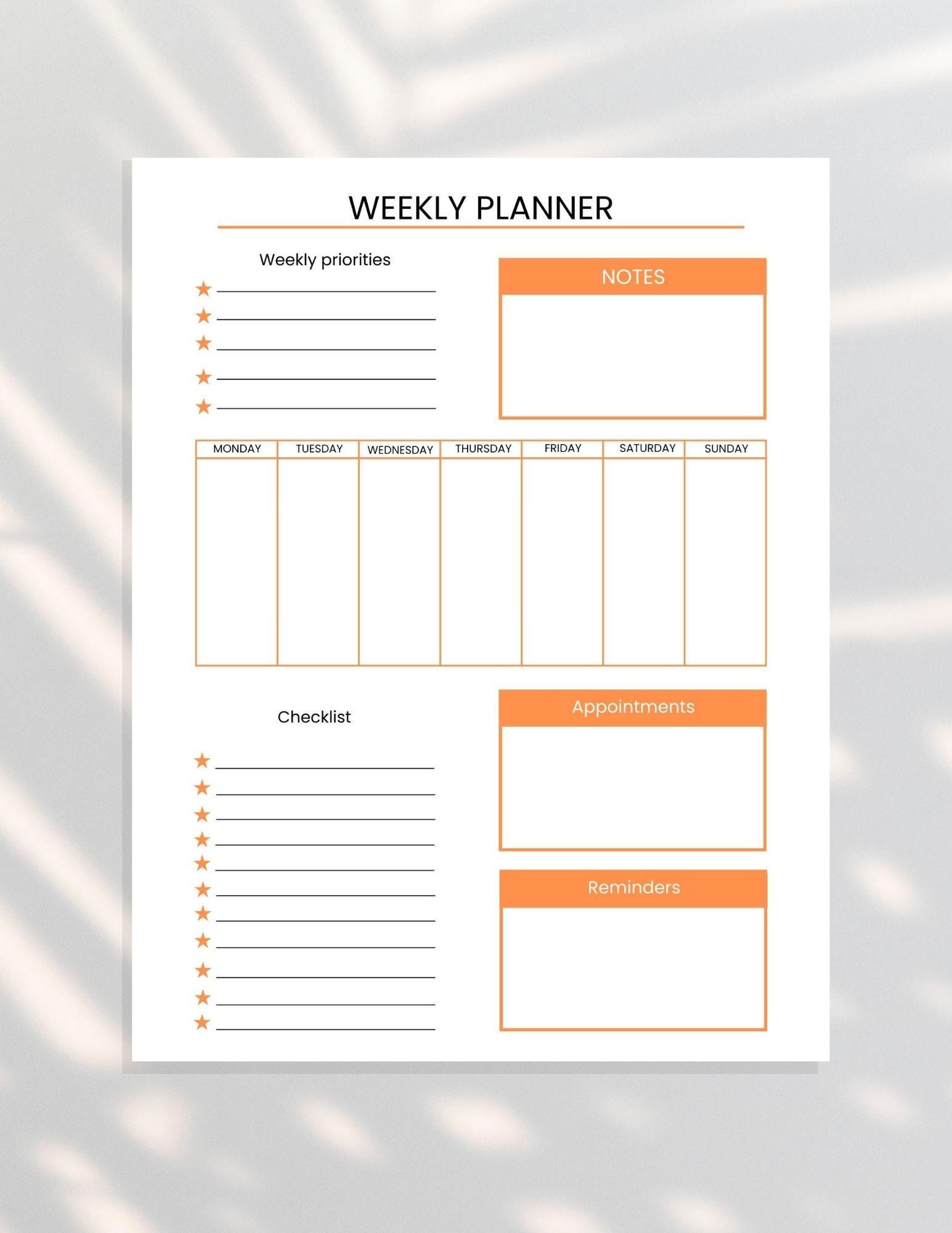 ADHD Planner Weekly Planner Printable Minimalist Weekly Program Office ...