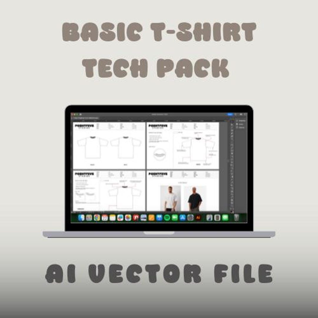 Basic T-shirt Tech Pack Template | Fashion Flat Technical Drawing ...
