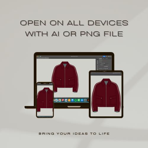 Trucker Jacket CAD Template | Fashion Flat Technical Drawing | Digital ...