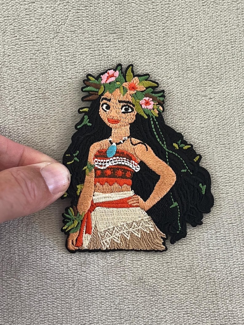Moana Flower Crown Patch | 3.5x3 Inch Embroidered Iron-on | Disney ...