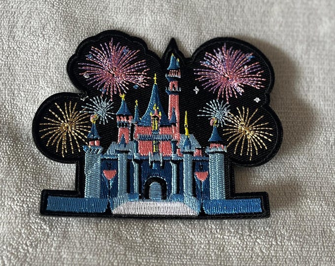 Classic Disney Castle Patch Pink & Blue Castle With Fireworks Magic ...