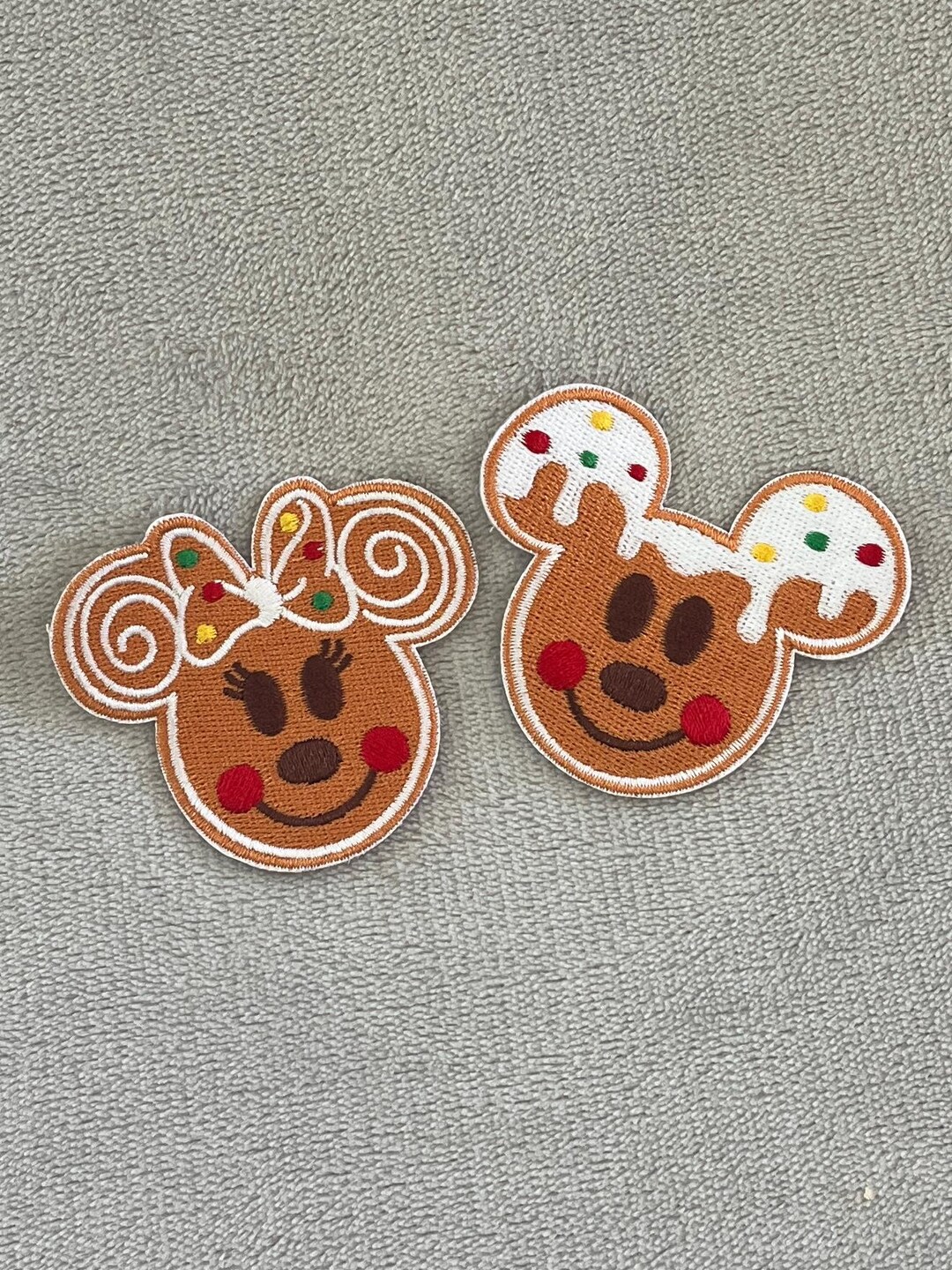 Mickey & Minnie Gingerbread Cookie Patches | 2.25x2.5 Inch Embroidered ...