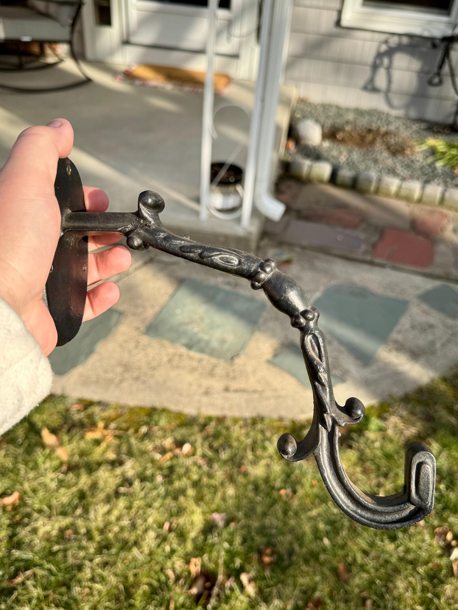 Vintage Cast Iron Hook Ornate Gothic Design Plant Hanger, Yard Decor ...