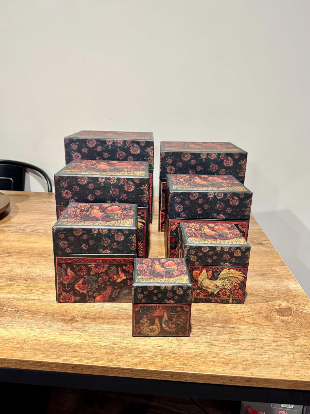 Bob's Boxes by R.a.lang "rise and Shine" Primitive Farm Nesting Boxes, 7 Total, Farmhouse Home ...