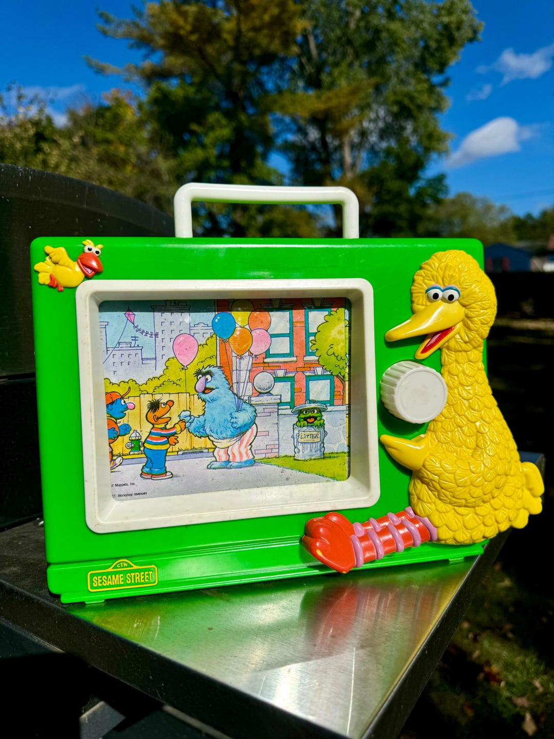 1988 Vintage Sesame Street Muppets Wind up Musical TV Slides, "an ILLCO ...