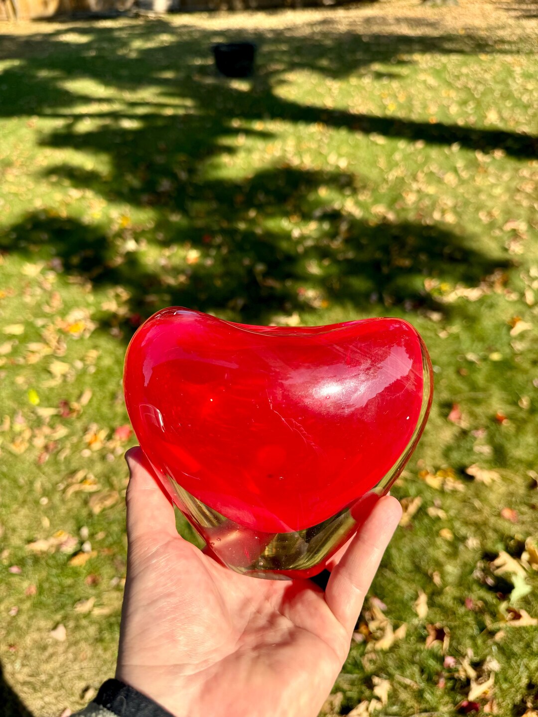 Deru Design International Red Glass Heart Shaped Vase, Hand Blown Made ...