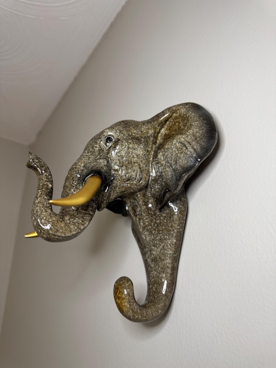 Elephant Head Wall Hanging Hook, Home Wall Decor Accent Piece, 6.5" X 5 ...