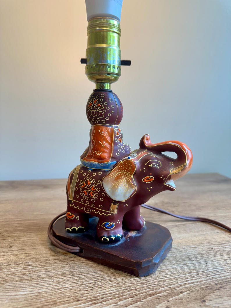Vintage 1934 Japanese Moriage Buddha Elephant Table Lamp - Etsy
