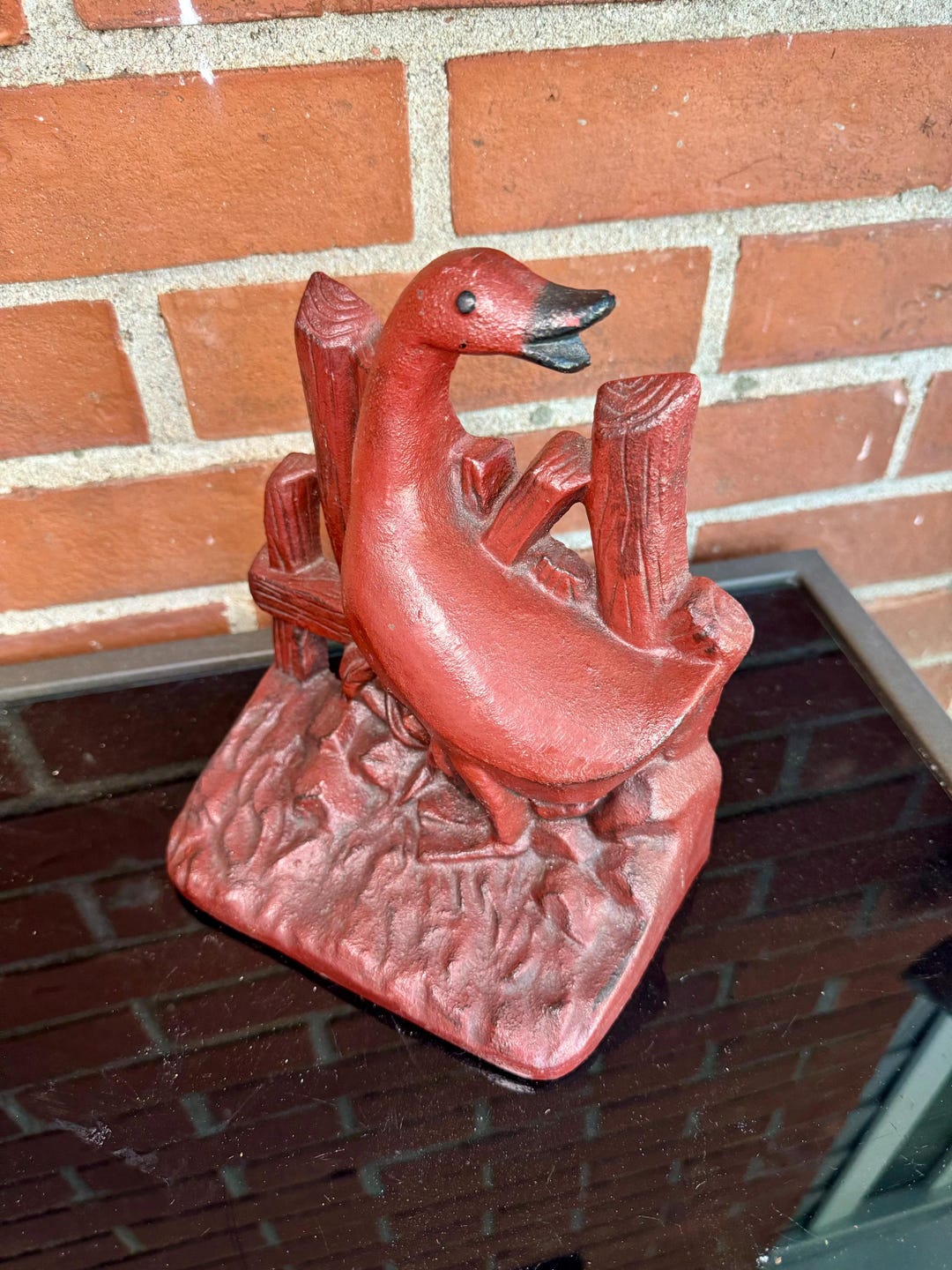 Vintage Cast Iron Goose/duck Doorstop or Farm Home Decor, Red 8.5" X 7 ...