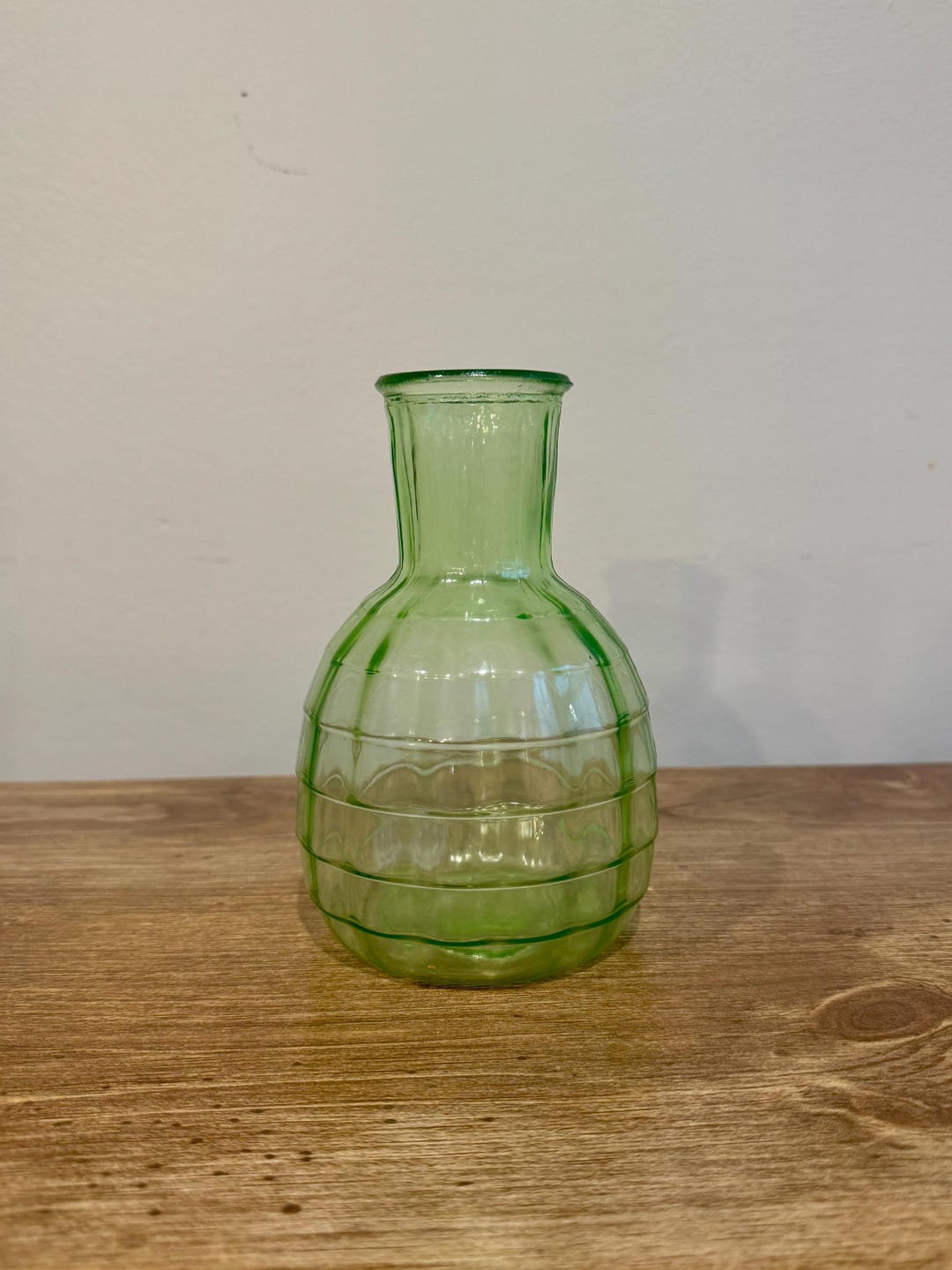 Vintage Anchor Hocking Block Optic Depression Uranium Glass Green ...