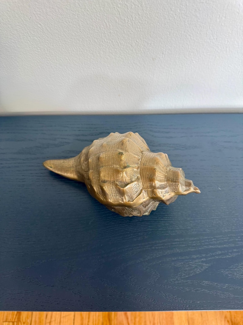 Vintage Brass Conch Shell Figurine, Mid Century Beach Decor - Etsy