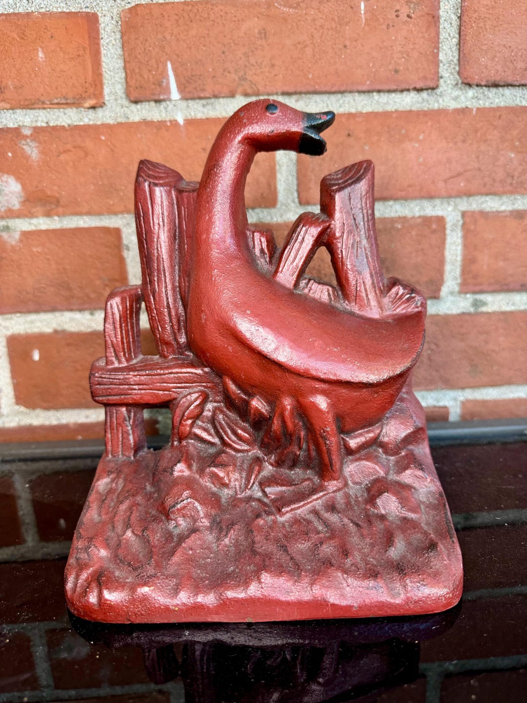 Vintage Cast Iron Goose/duck Doorstop or Farm Home Decor, Red 8.5 X 7 ...