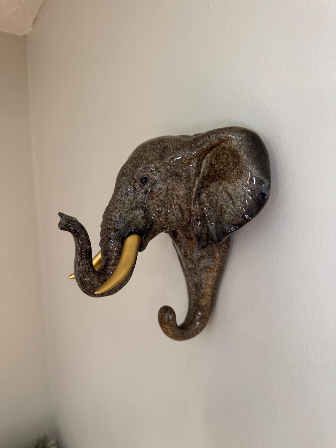Elephant Head Wall Hanging Hook, Home Wall Decor Accent Piece, 6.5 X 5 ...