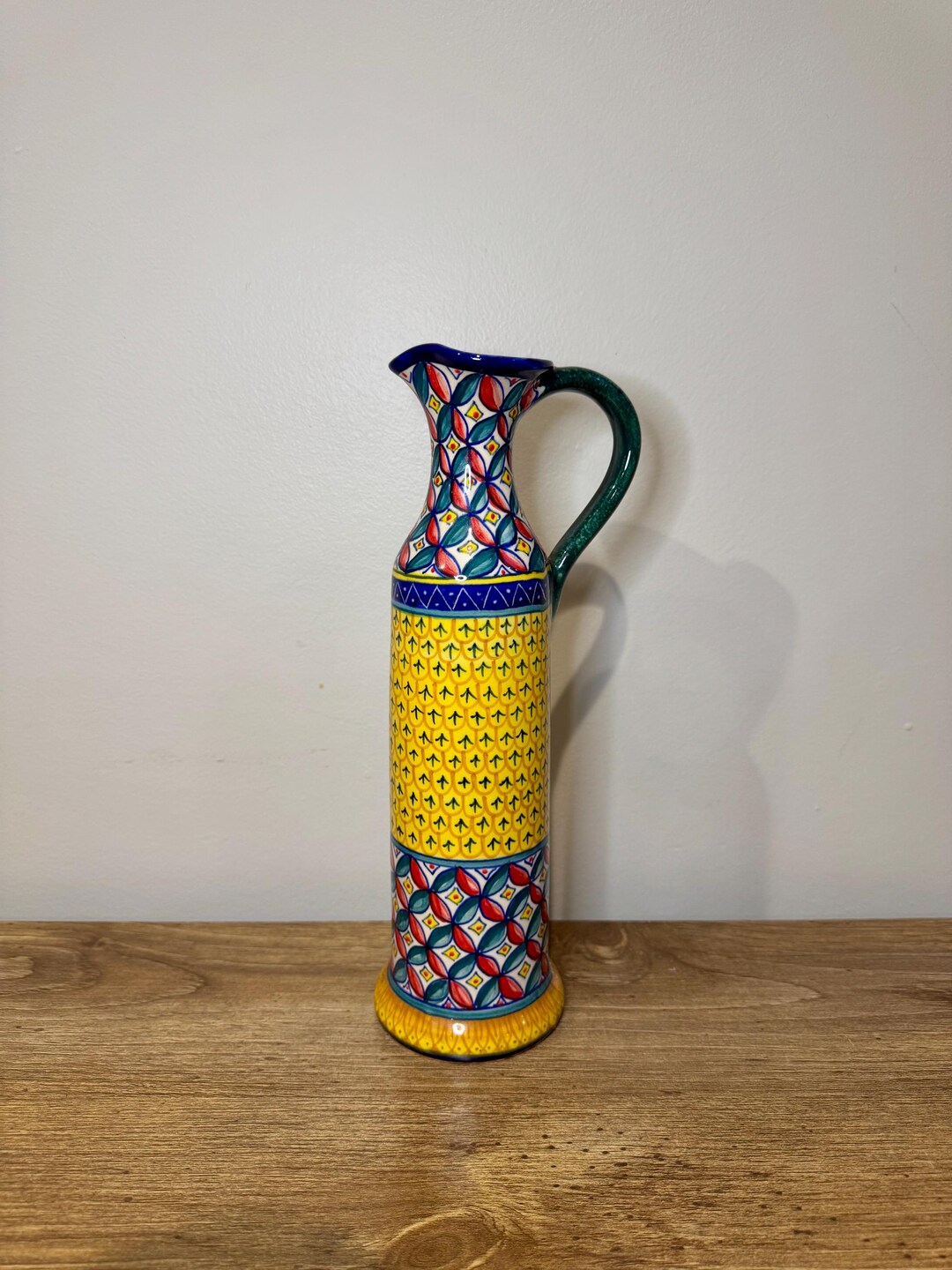 Signed Geribi Deruta Pottery 11" Vase Peacock Pattern Country Home ...