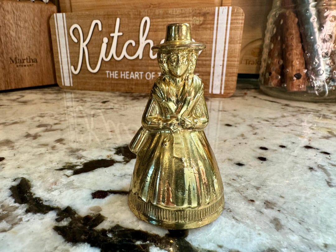 1950s Mid-century English Maiden Figurine Brass Bell - 2.5"- Made in ...