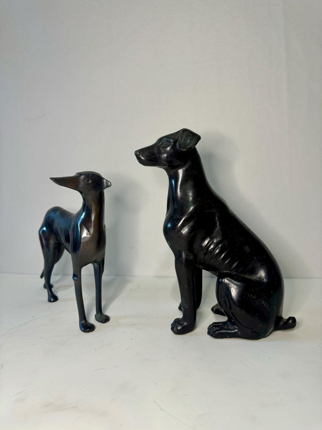 Vintage Bronze Metal Greyhound Whippet Statue Figures 8 - Etsy