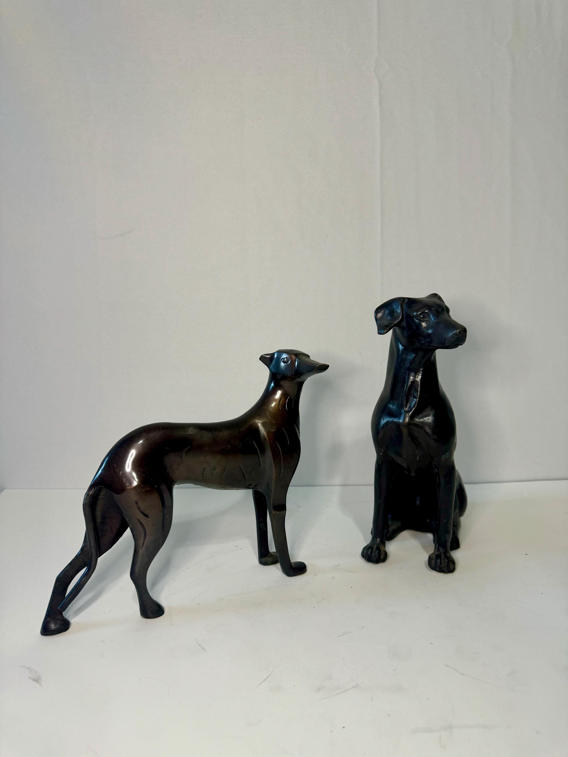 Vintage Bronze Metal Greyhound Whippet Statue Figures 8 - Etsy
