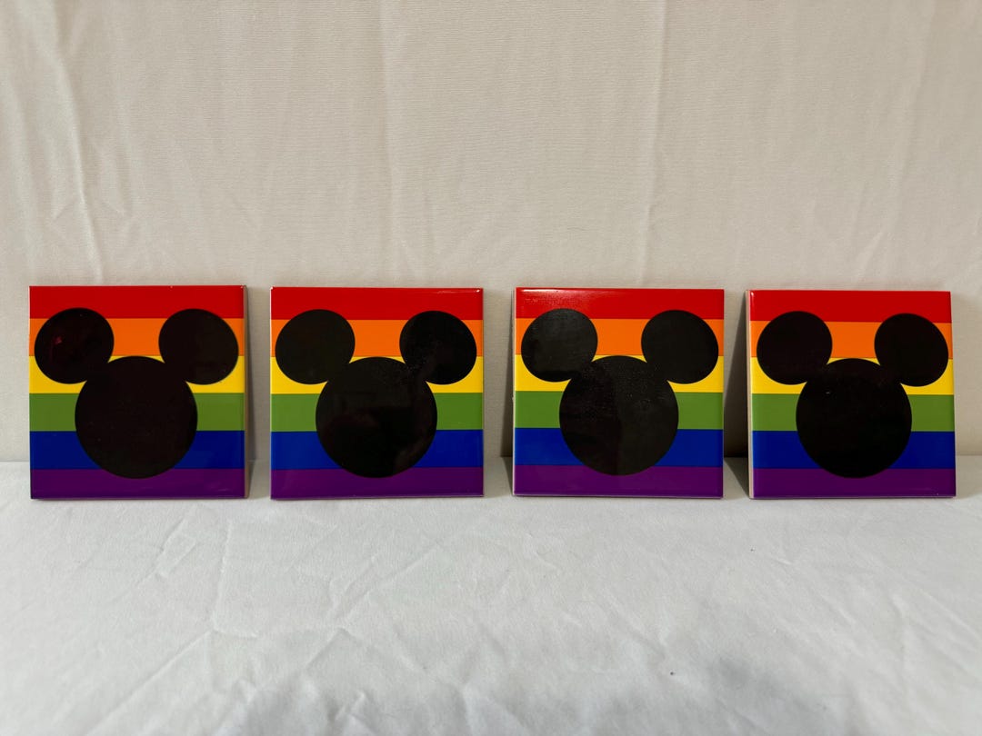 Walt Disney World Mickey Mouse Cup Holders / Coasters Set of 4, Rainbow ...