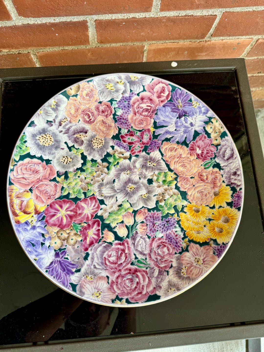 Detailed F. Atkins Ai Weiwei Style Fine China Plate With Flowers, Hand ...