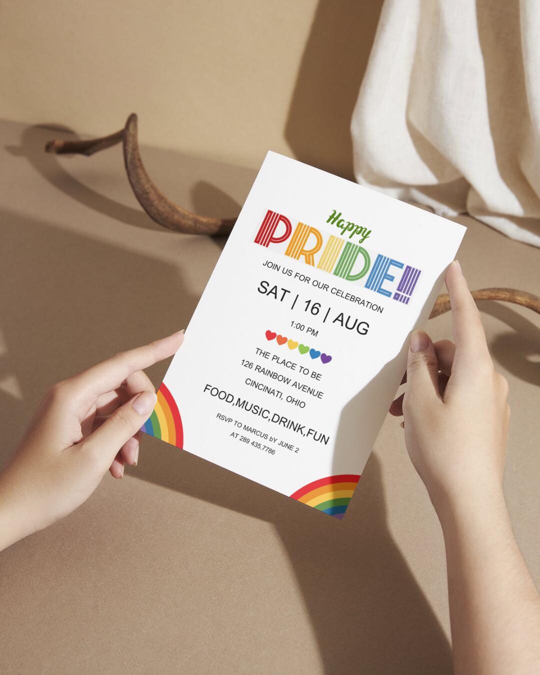 Pride Party Invitation Template | Editable Canva LGBTQ+ Invite ...