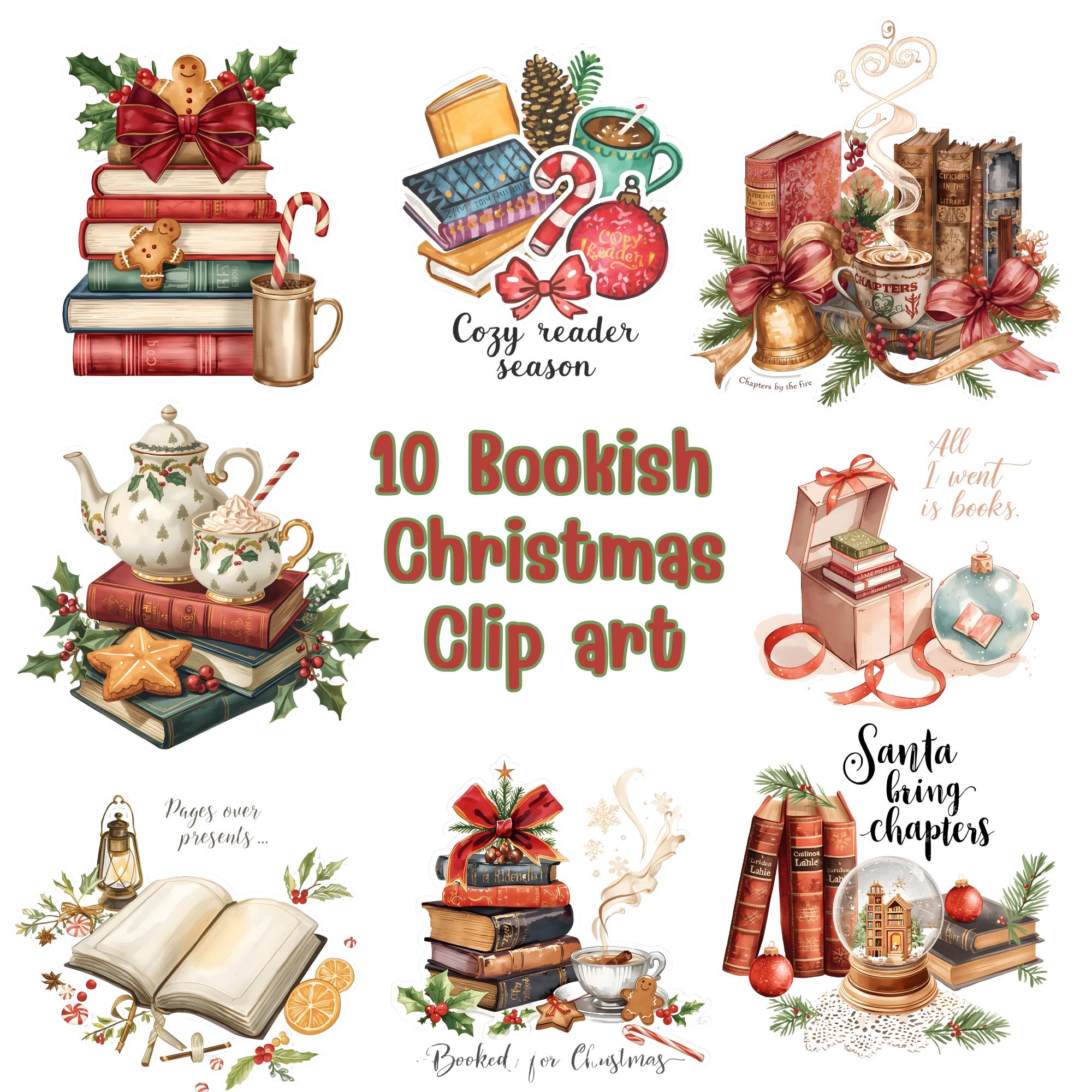 Bookish Christmas Clipart Set | Cozy Winter Reading (digital Download ...