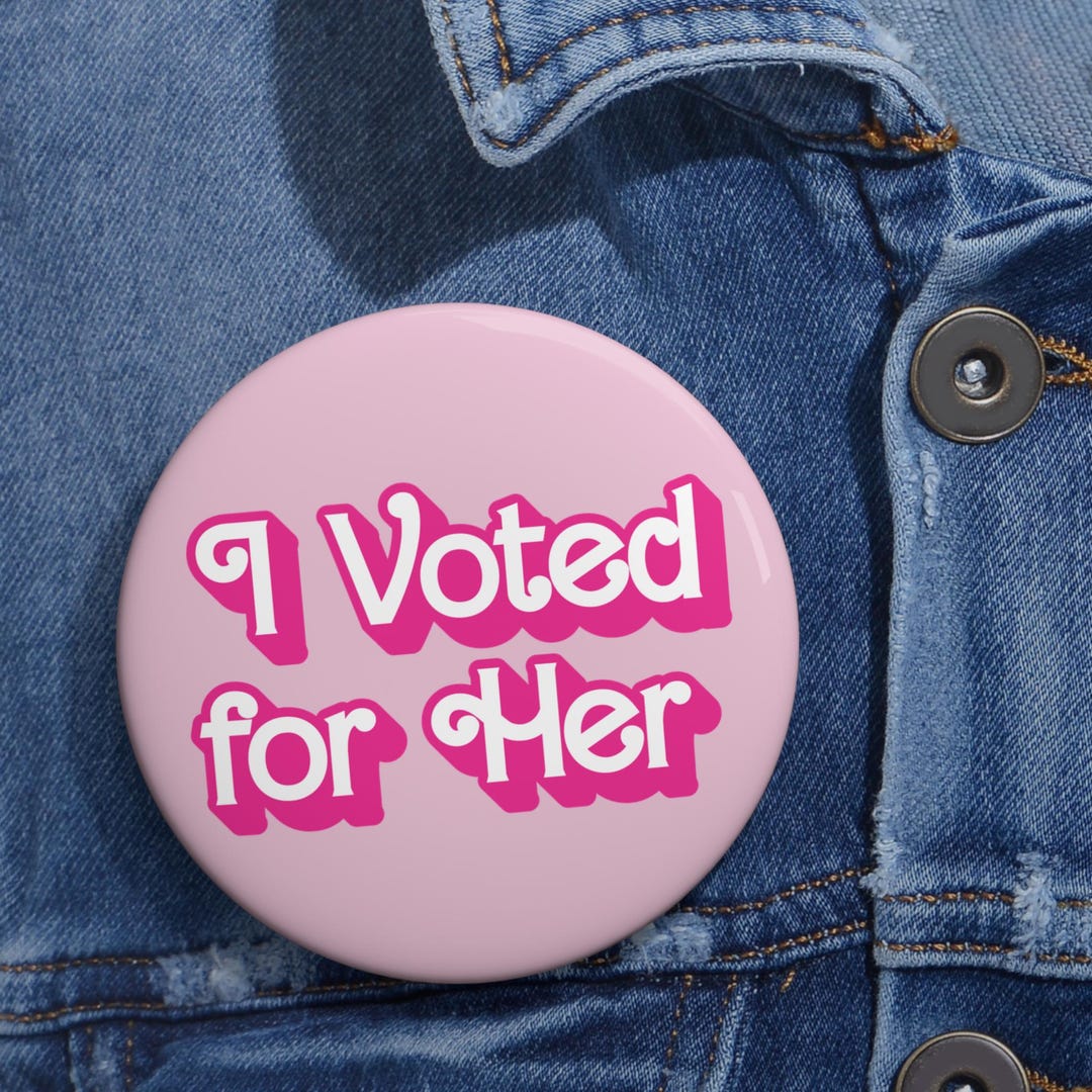 I Voted for Her Doll Text Pink Pin Button, Kamala Harris Democrat Voter ...