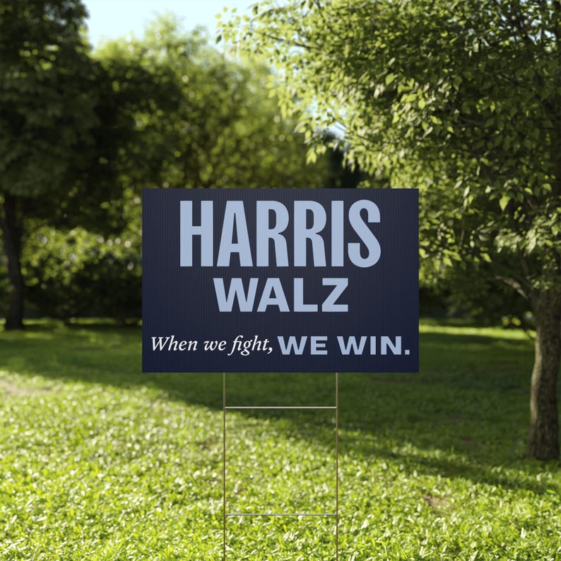 Kamala Harris Walz Plastic Yard Sign, Logo, Two-sided, Outdoor Plastic ...
