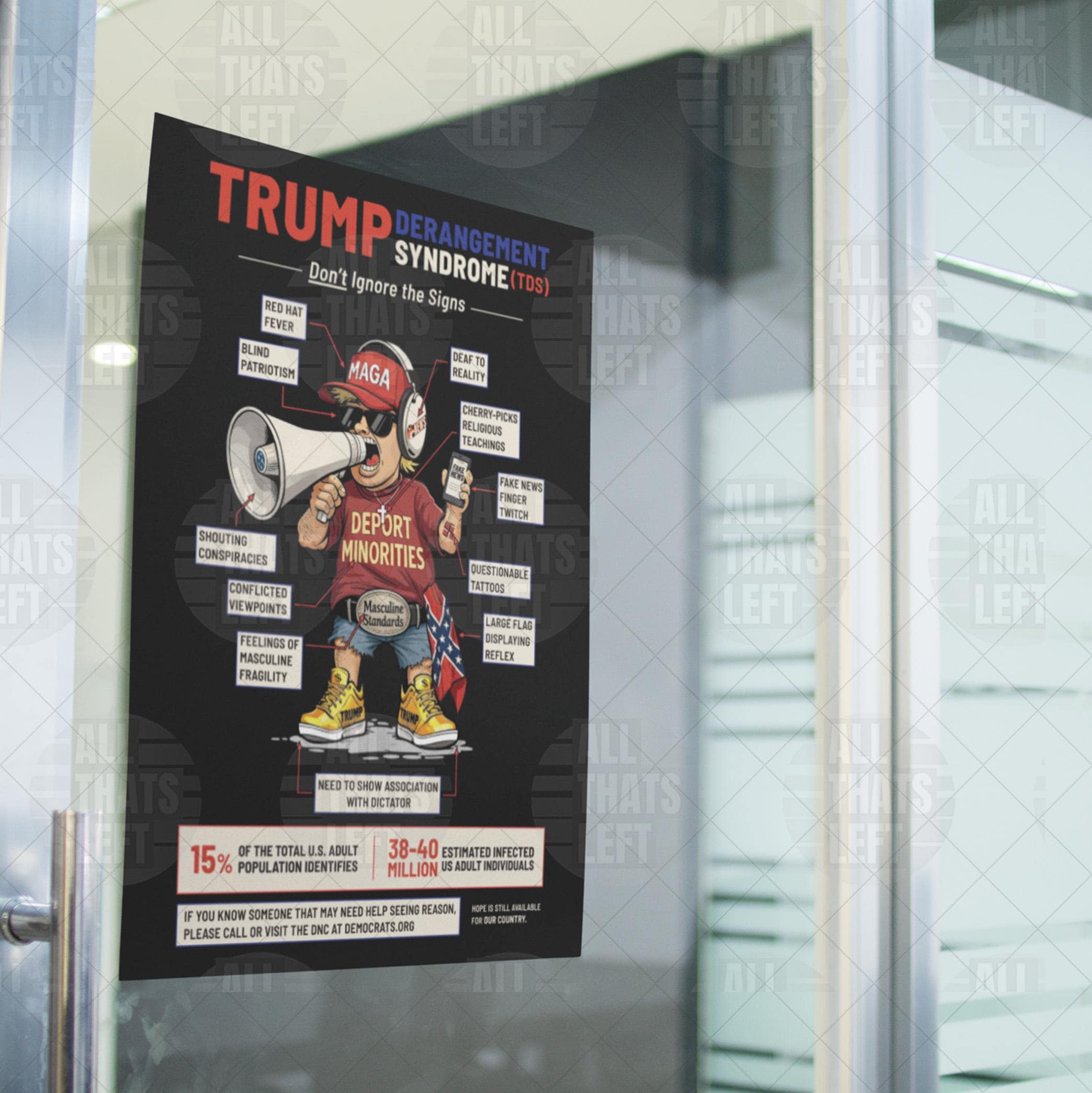 TDS Trump Derangement Syndrome Symptoms Print Poster Black | Caricature ...