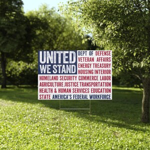 United We Stand Federal Departments Flag Yard Sign | Anti-doge F ELON ...