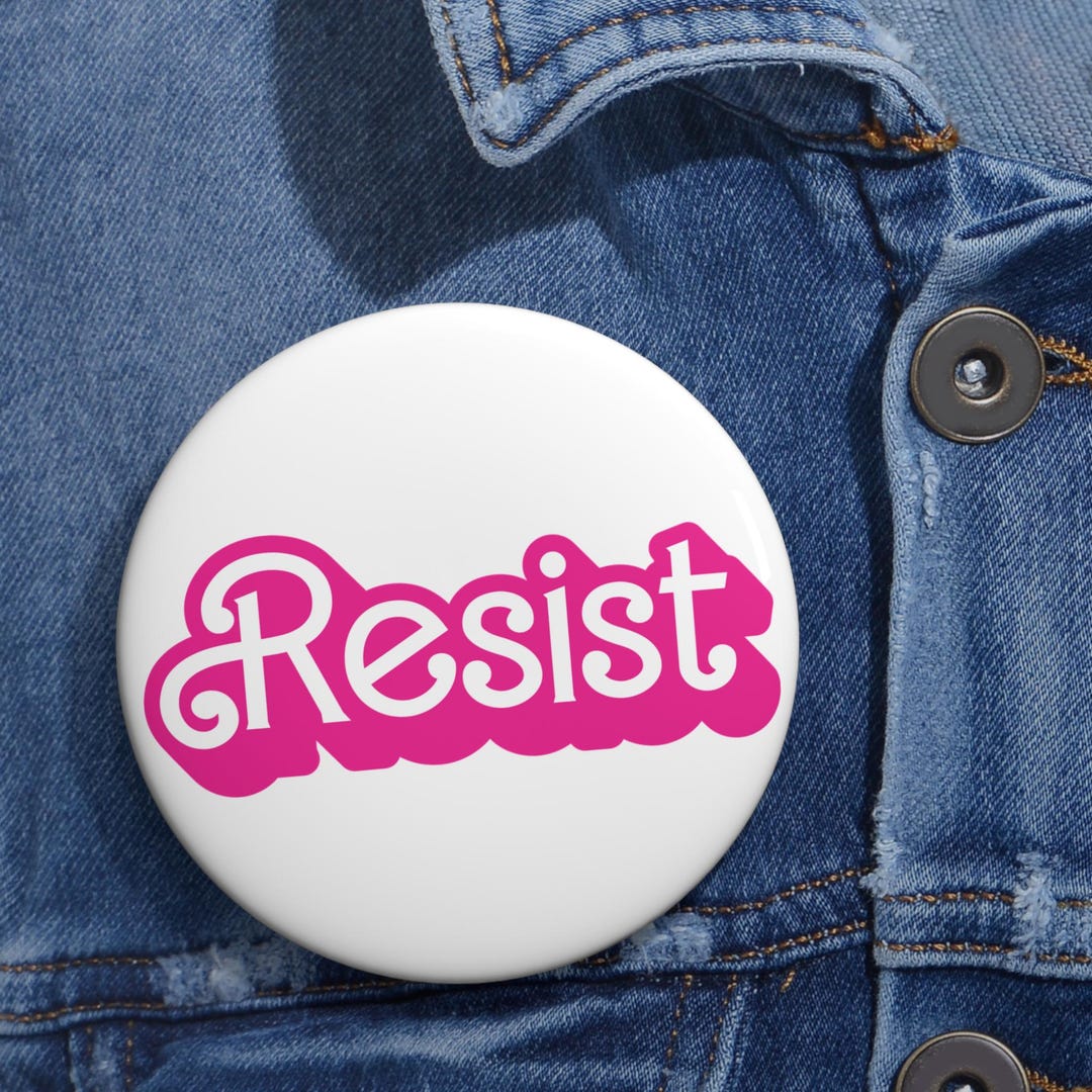 RESIST Pink Trendy Doll Font Safety Pin Buttons | Anti-maga Anti-trump ...