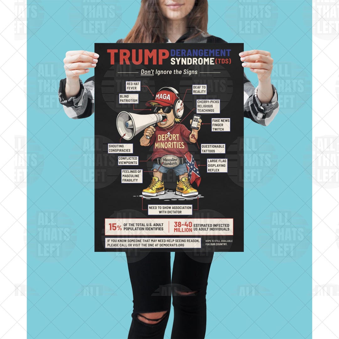 TDS Trump Derangement Syndrome Symptoms Print Poster Black | Caricature ...
