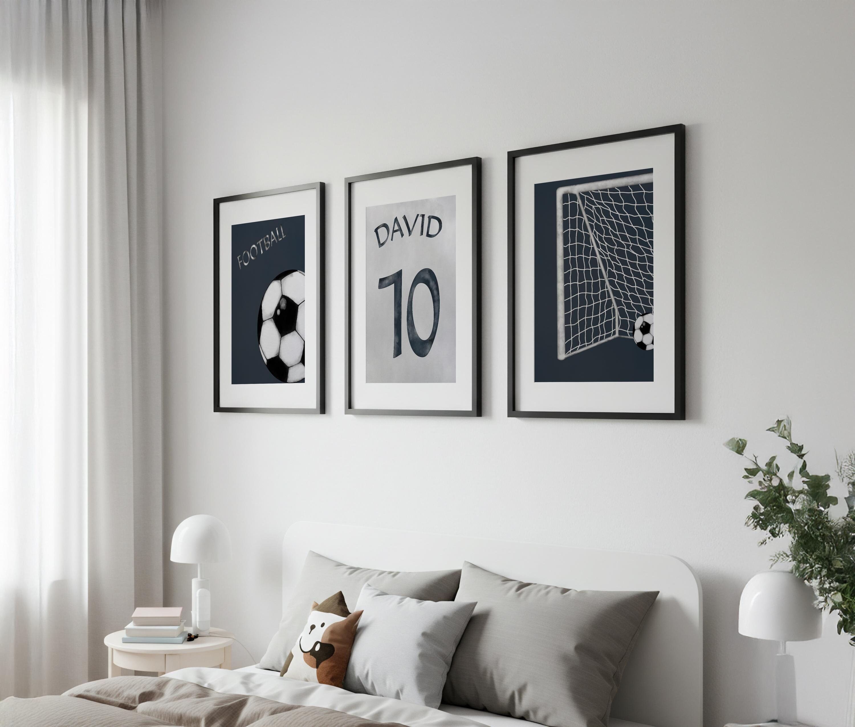 Personalized Soccer Poster Set – Customisable Football Wall Art, Kids ...