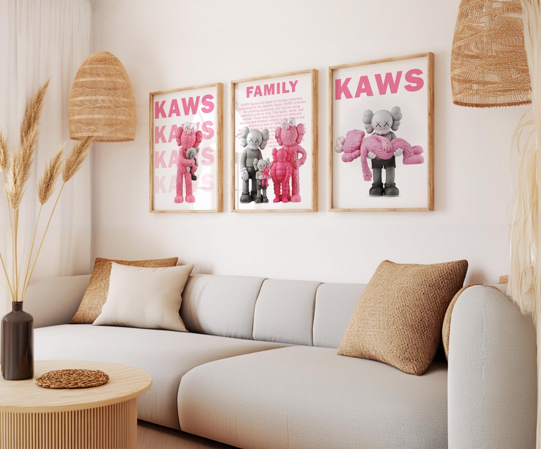Pink Kaws Poster Set of 3: Hypebeast Kids Room Decor (digital Download ...