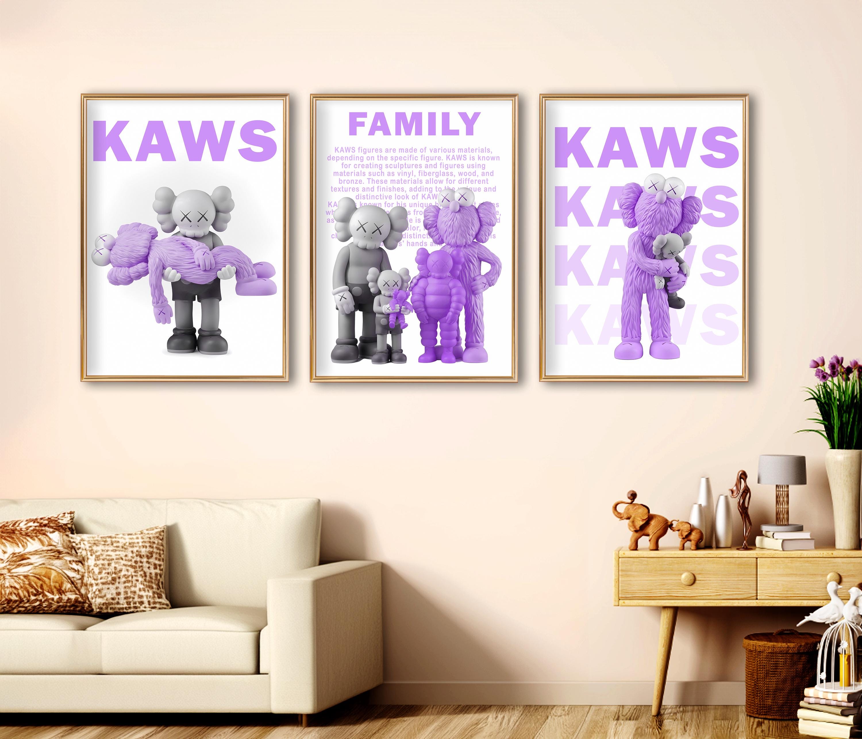 Kaws Print Set Mauve, Hypebeast Toys Posters, Kaw Posters, Minimalist ...
