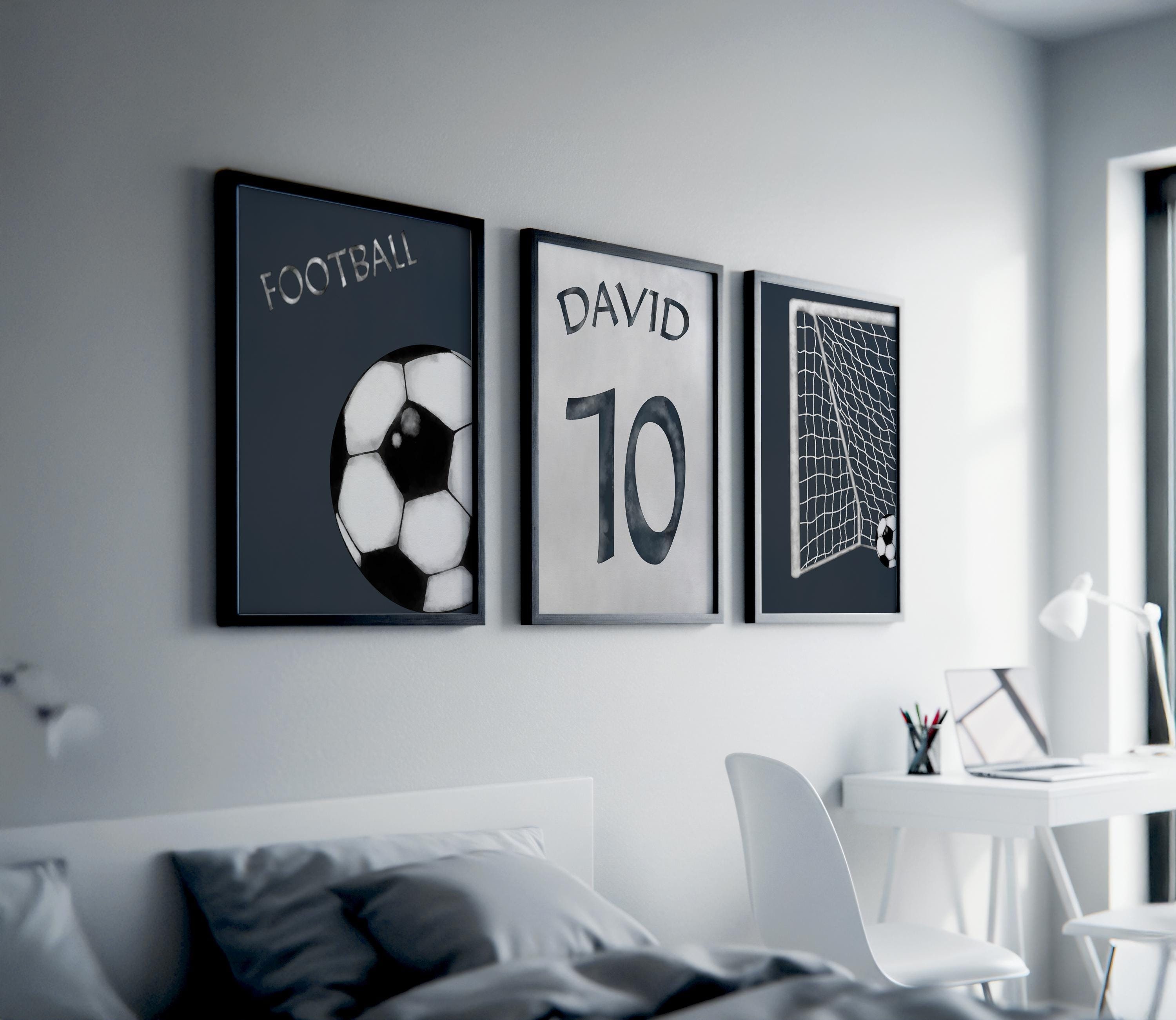 Personalized Soccer Poster Set – Customisable Football Wall Art, Kids ...