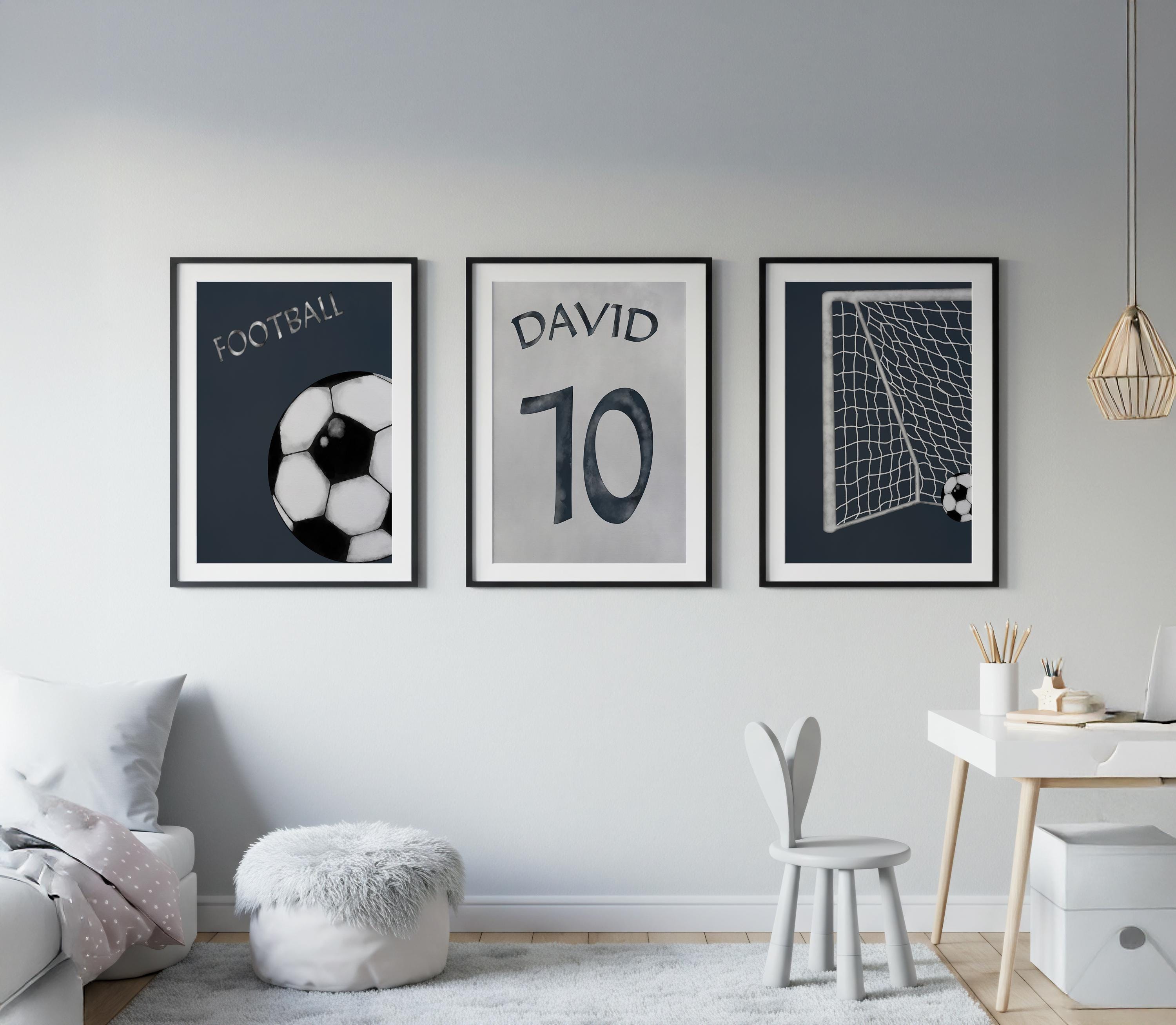 Personalized Soccer Poster Set – Customisable Football Wall Art, Kids ...