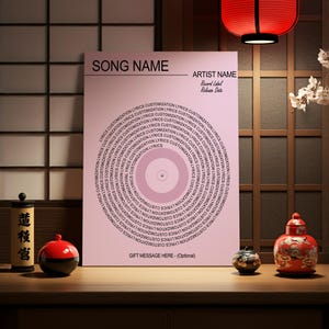 Custom Song Lyrics Vinyl Record Poster: Personalized Music Gift - Etsy