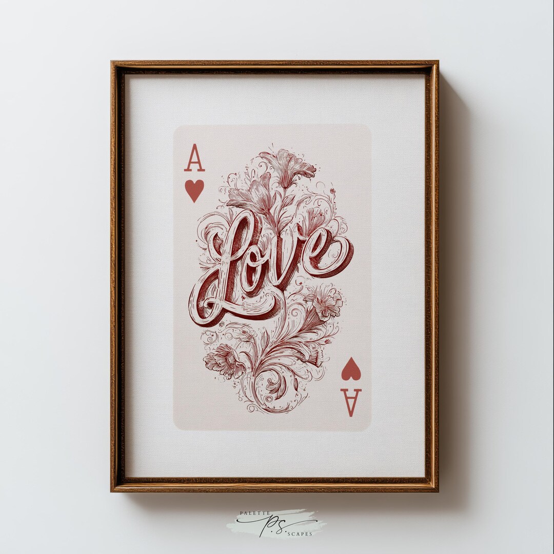 Ace of Hearts Printable Wall Art | Romantic Playing Card Poker Love ...