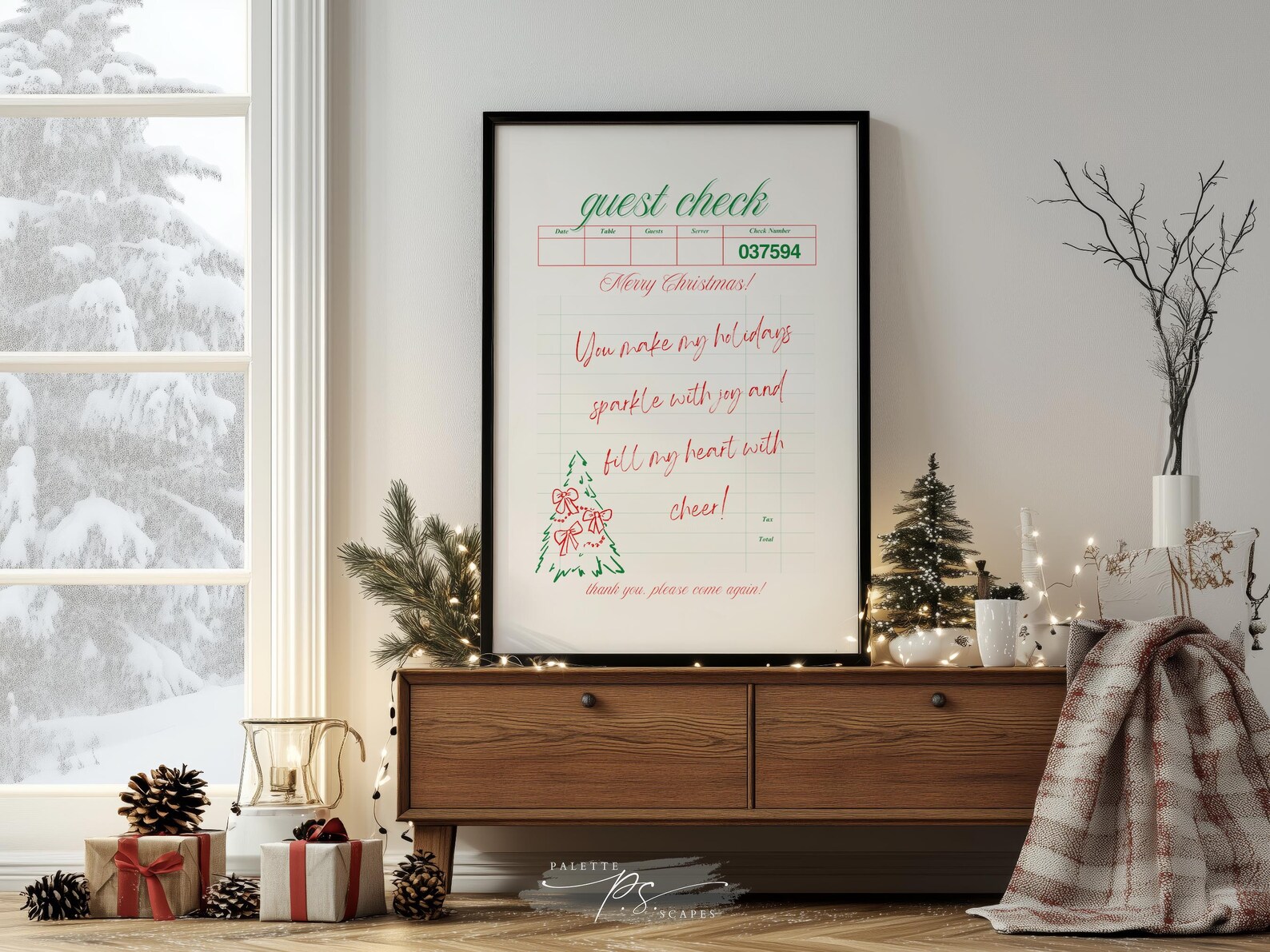 Guest Check Christmas Print: Diner Nostalgia Holiday Art (digital ...