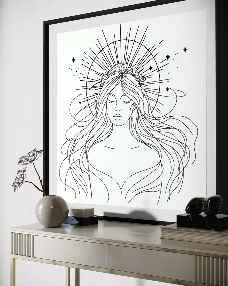 Fine Line Goddess Drawing Digital Print - Etsy