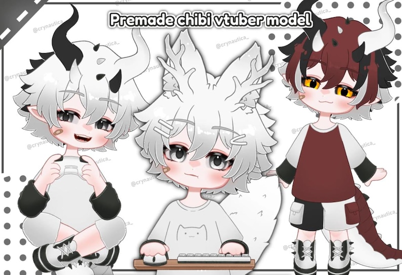 Customizable Premade Chibi Vtuber Model : Gun / by @crynautica - Etsy