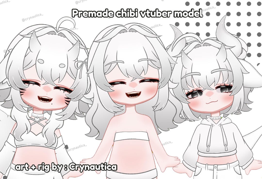 Customizable Premade Chibi Vtuber Model : Bullet / by @crynautica - Etsy