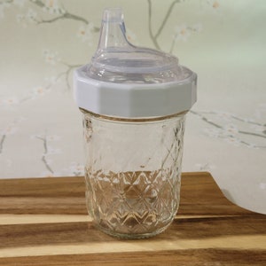 Canning Jar Glass Sippy Cup - Quilted - Etsy