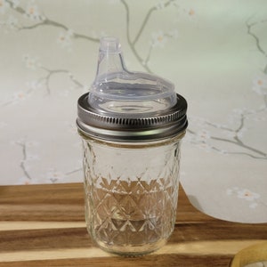 Canning Jar Glass Sippy Cup - Quilted - Etsy