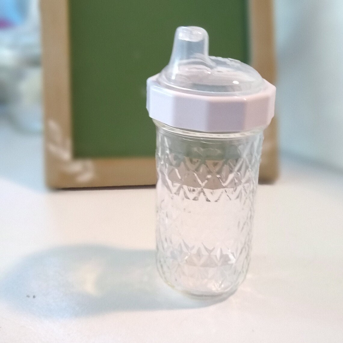Canning Jar Glass Sippy cup quilted | Etsy