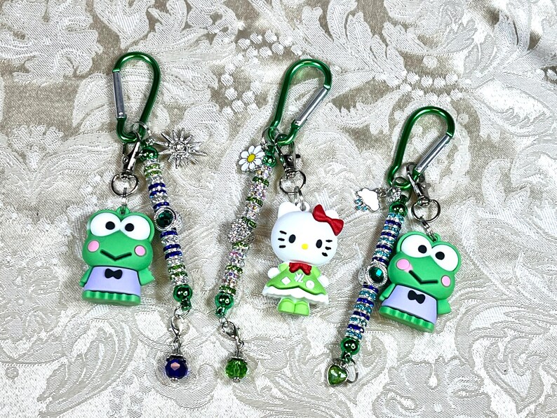 Kawaii Character Keychain, Cute Keychain, Kitty Keychain, Frog Keychain ...